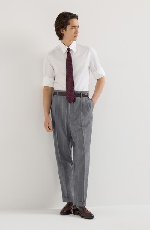 BRUNELLO CUCINELLI Brunello Cucinelli Virgin Wool Double Pleat Chalk Stripe Trousers